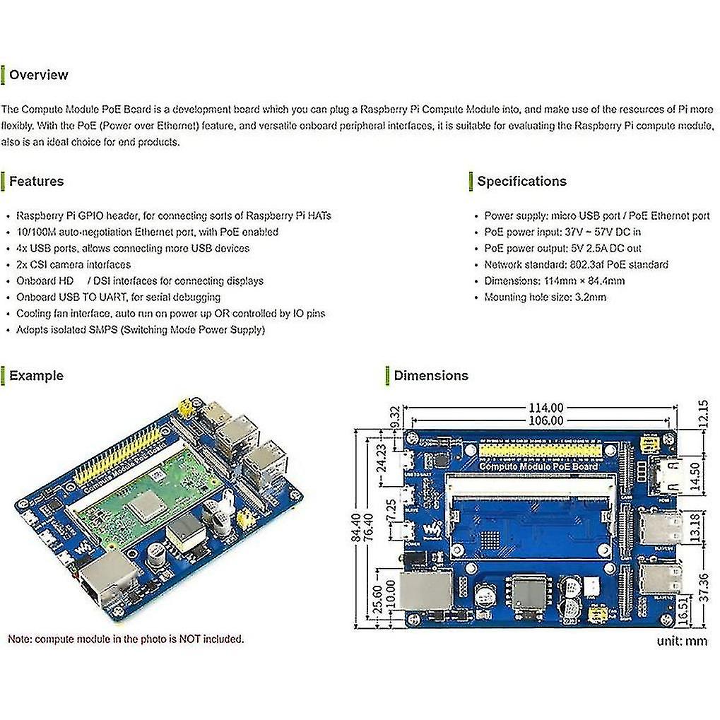 Compute Module Io Board With Poe Feature For Compute Module Cm3 / Cm3l ...