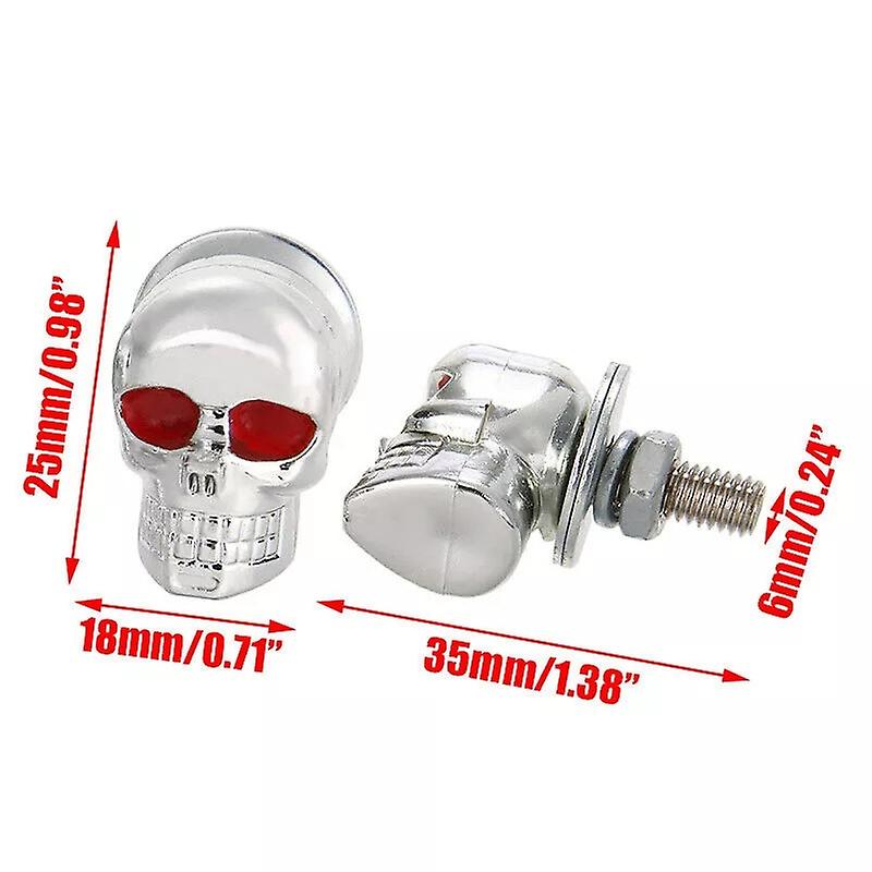 Skull License Plate Frame Bolts Screws Fastener Cap Motorcycle Car ...