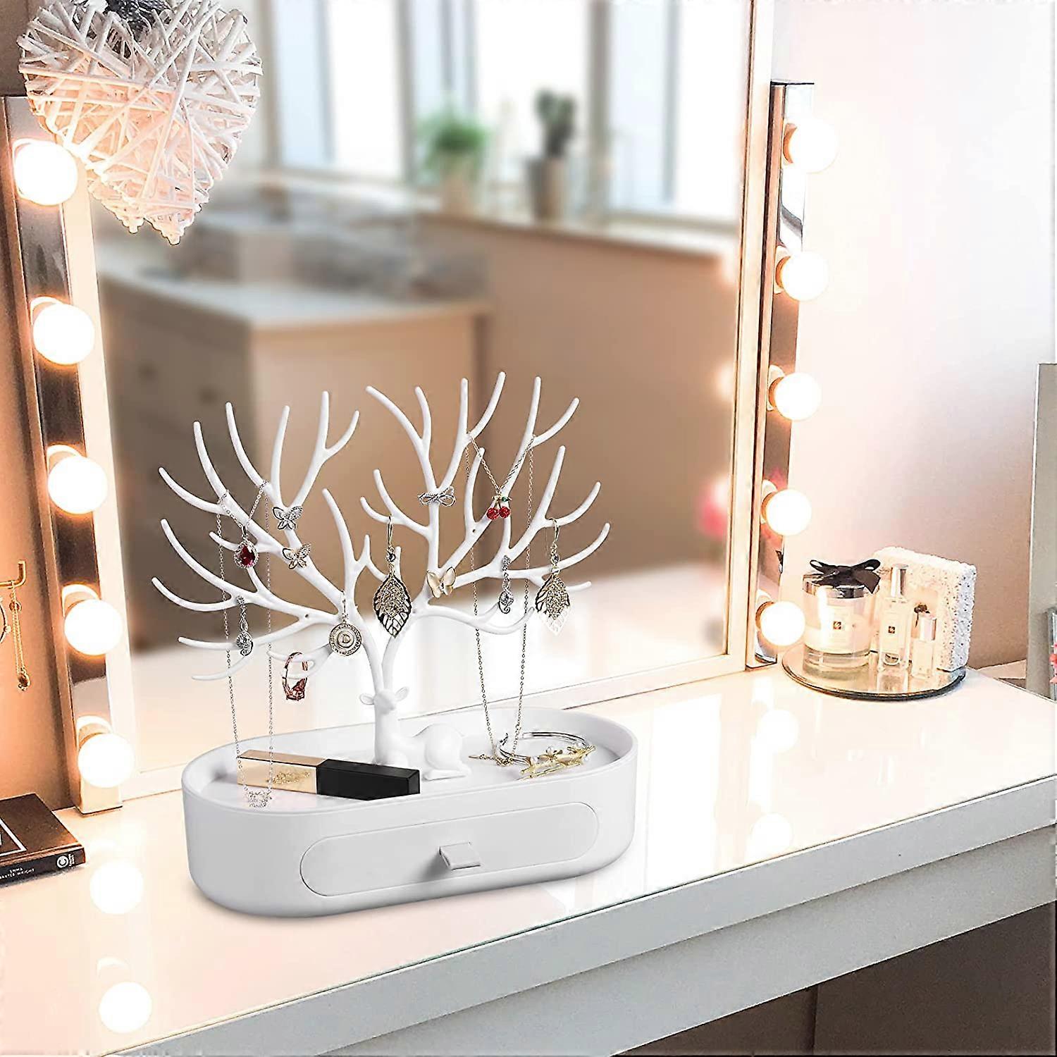 Tree Jewelry Display Stand, Plastic Jewelry Tree Stand With Drawer ...