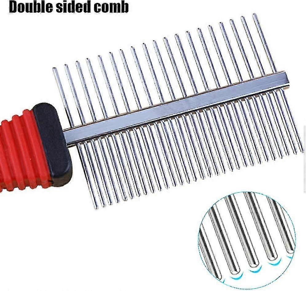 Dog Grooming Comb, Cat Rake Comb Comb With Rounded Metal Double Sided ...