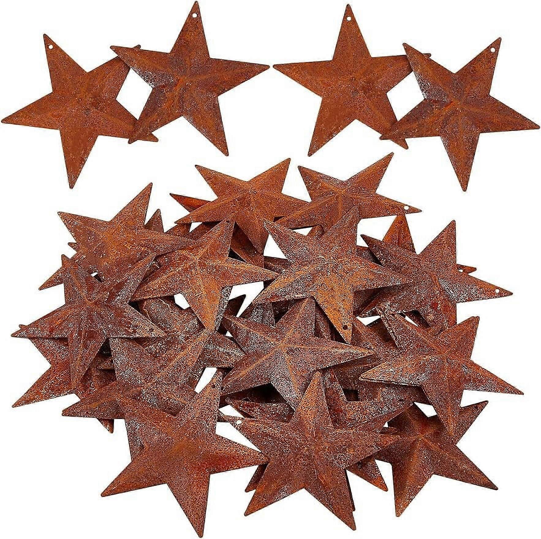 30PCS Vintage Metal Barn Star Rusty Antique Primitives Tin Steel Stars ...