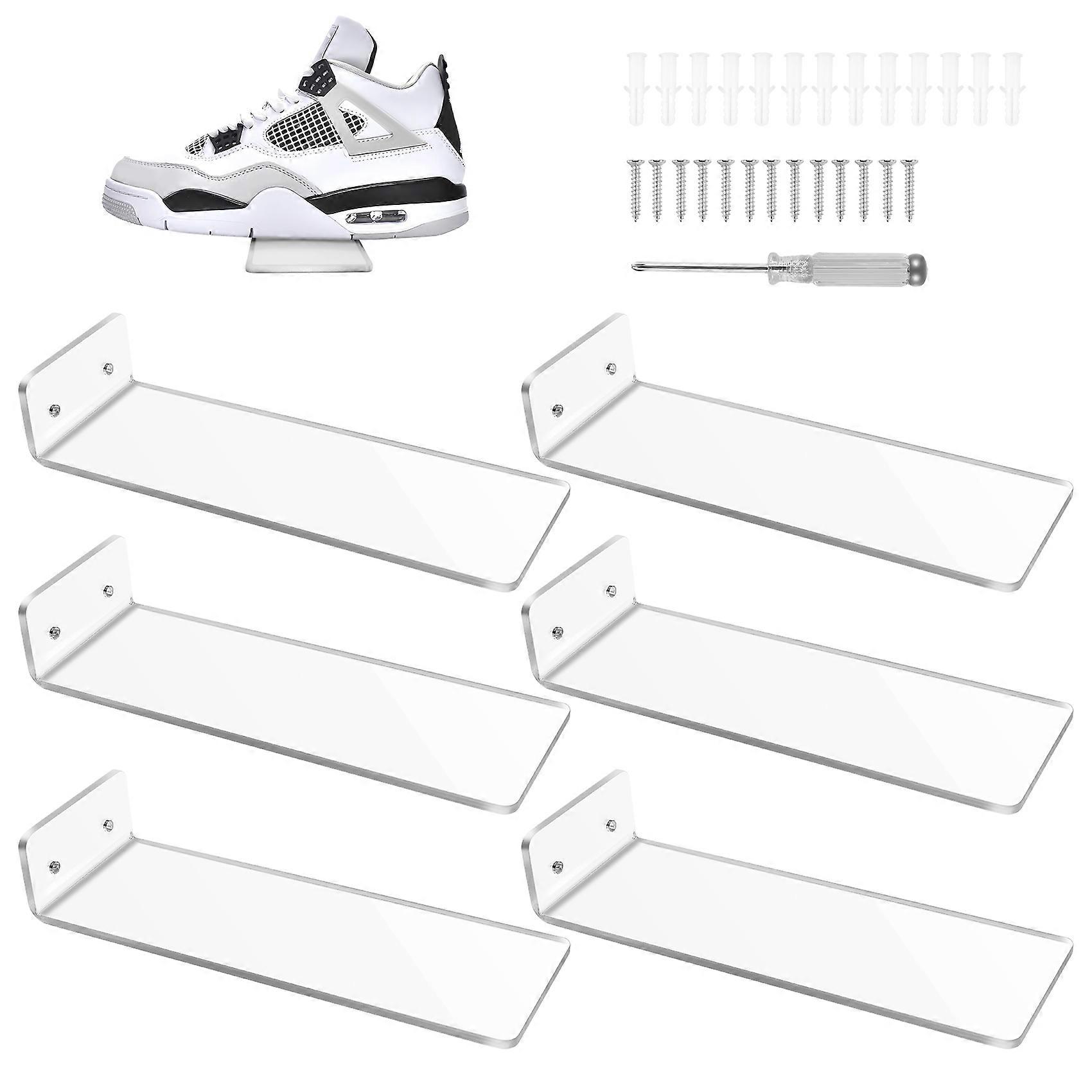 6 Pack Acrylic Floating Sneaker Shelves Clear Shoe Display Stand Room ...