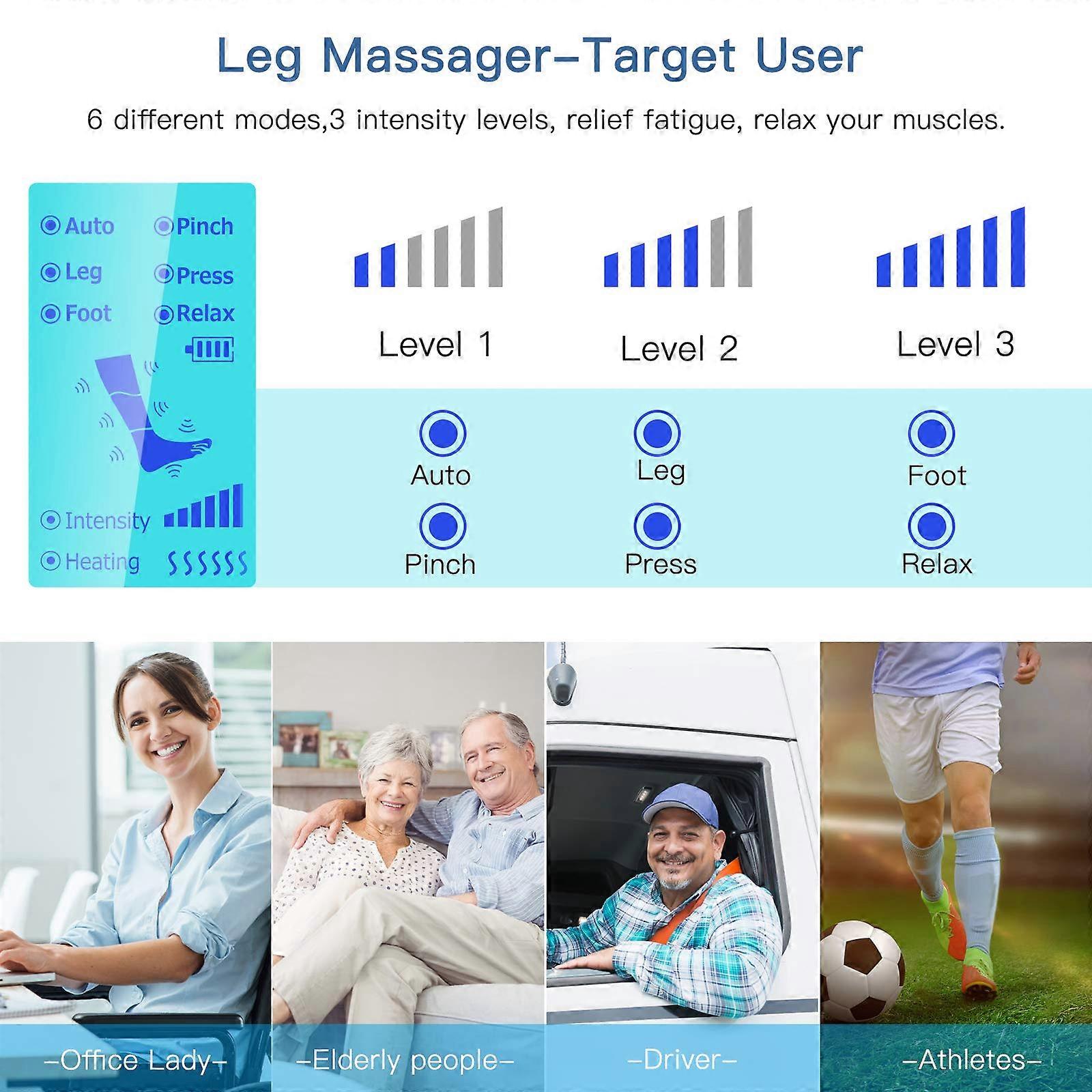 Leg Massager Air Compression for Circulation Calf Feet Thigh Muscle ...