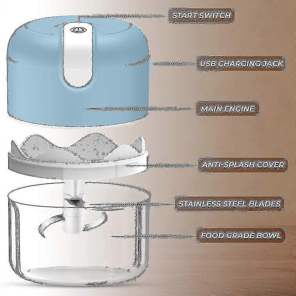 Electric Mini Garlic Chopper Small Wireless Food Processor Portable ...