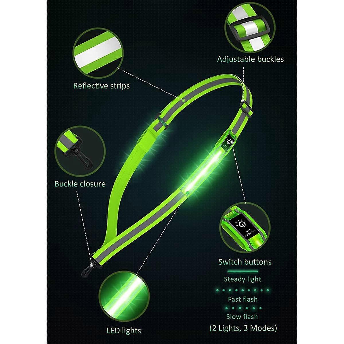 LED Reflective Belt Walking Gear,Safety Light for Walkers At Night ...