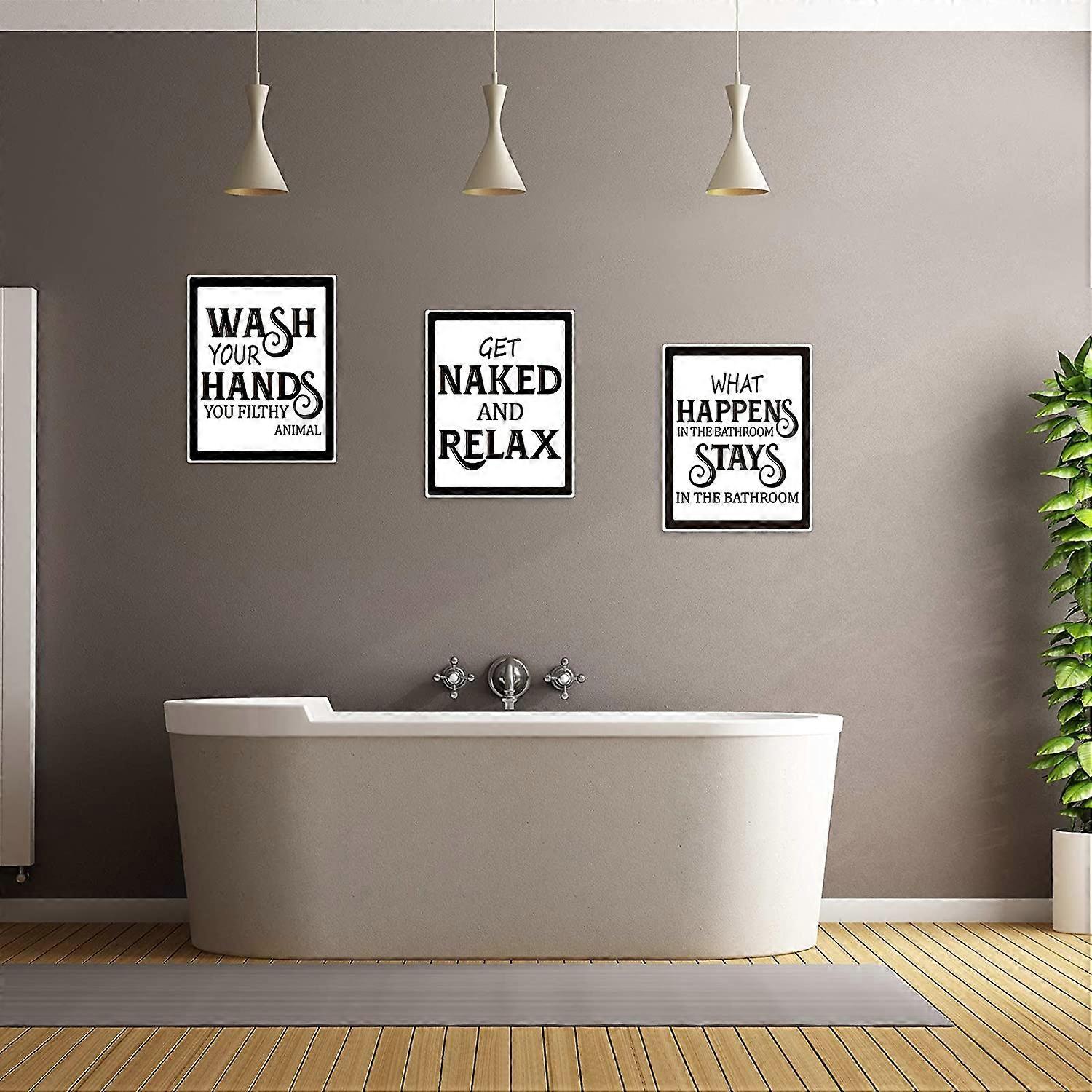 9 Pieces Bathroom Wall Art Wall Decor, Funny Vintage Bathroom Sign ...