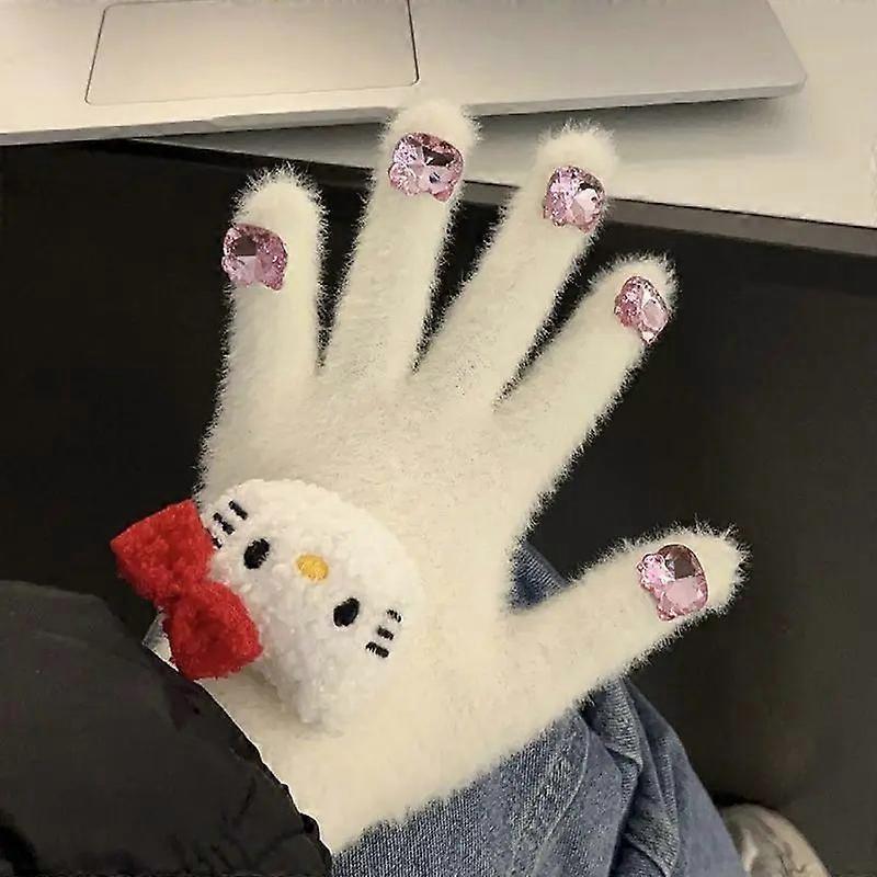 Kawaii Sanrio Anime Glove Cute Hello Kitty Winter Cartoon Sweet Warm ...