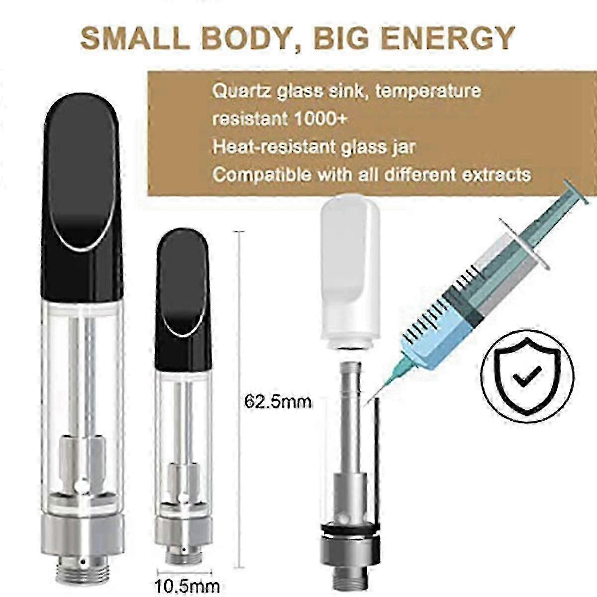 60 PCS Empty Storage Cartridges compatible with 1.0ML Glass Ceramics ...