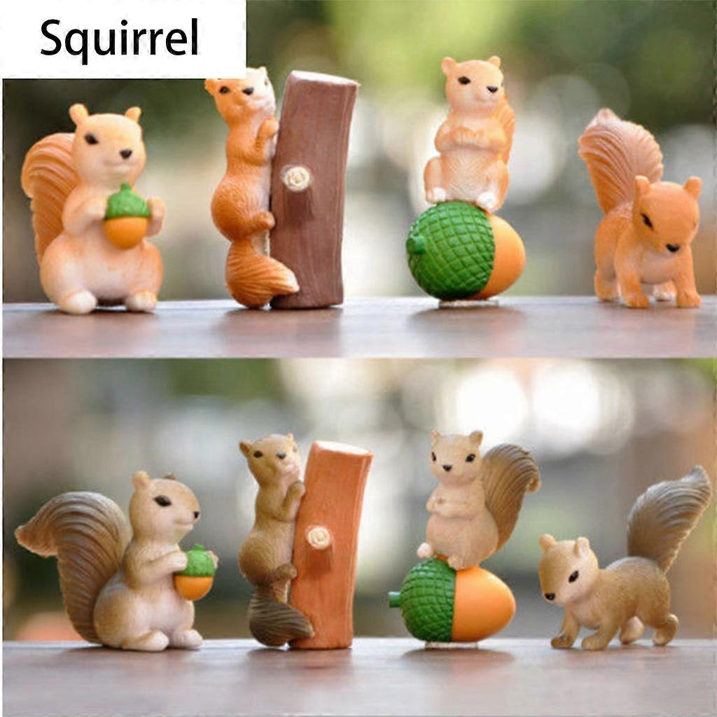 8Pcs Mini Squirrel Miniature Figurines Animals Model Fairy Garden ...