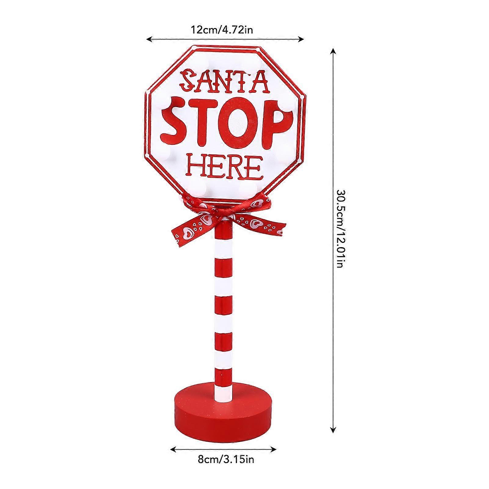 Christmas Stop Here Decor Metal Solid Wood LED Delicate Santa Stop Here ...