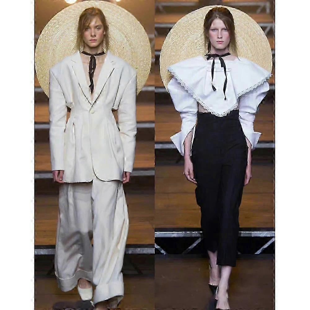 Vintage Large Brim Straw Hat for Women Flat Top Summer Beach Cap ...