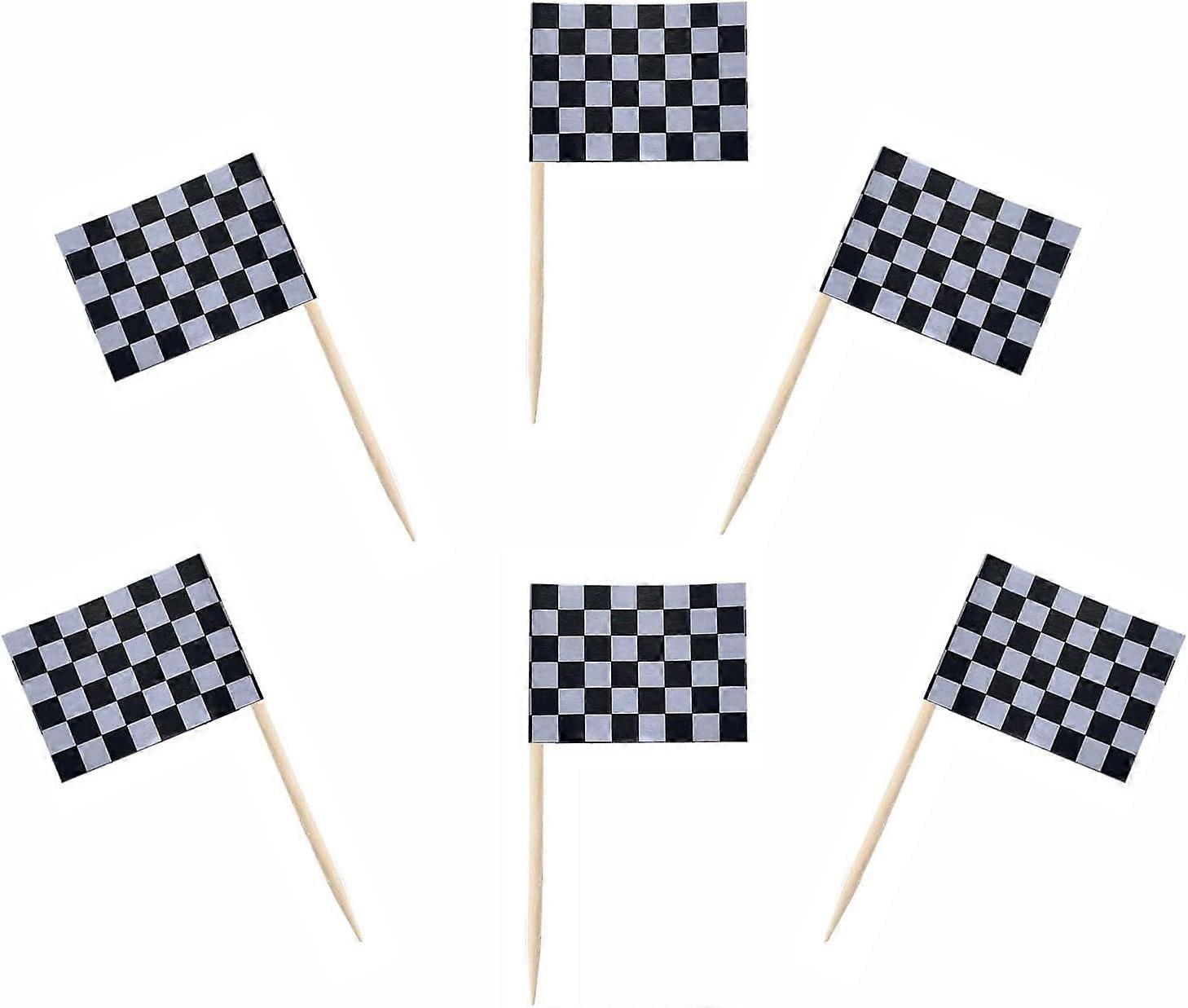 100 PCS Cupcake -Checked Racing Toothpick Flag -Race Car Cake Party ...