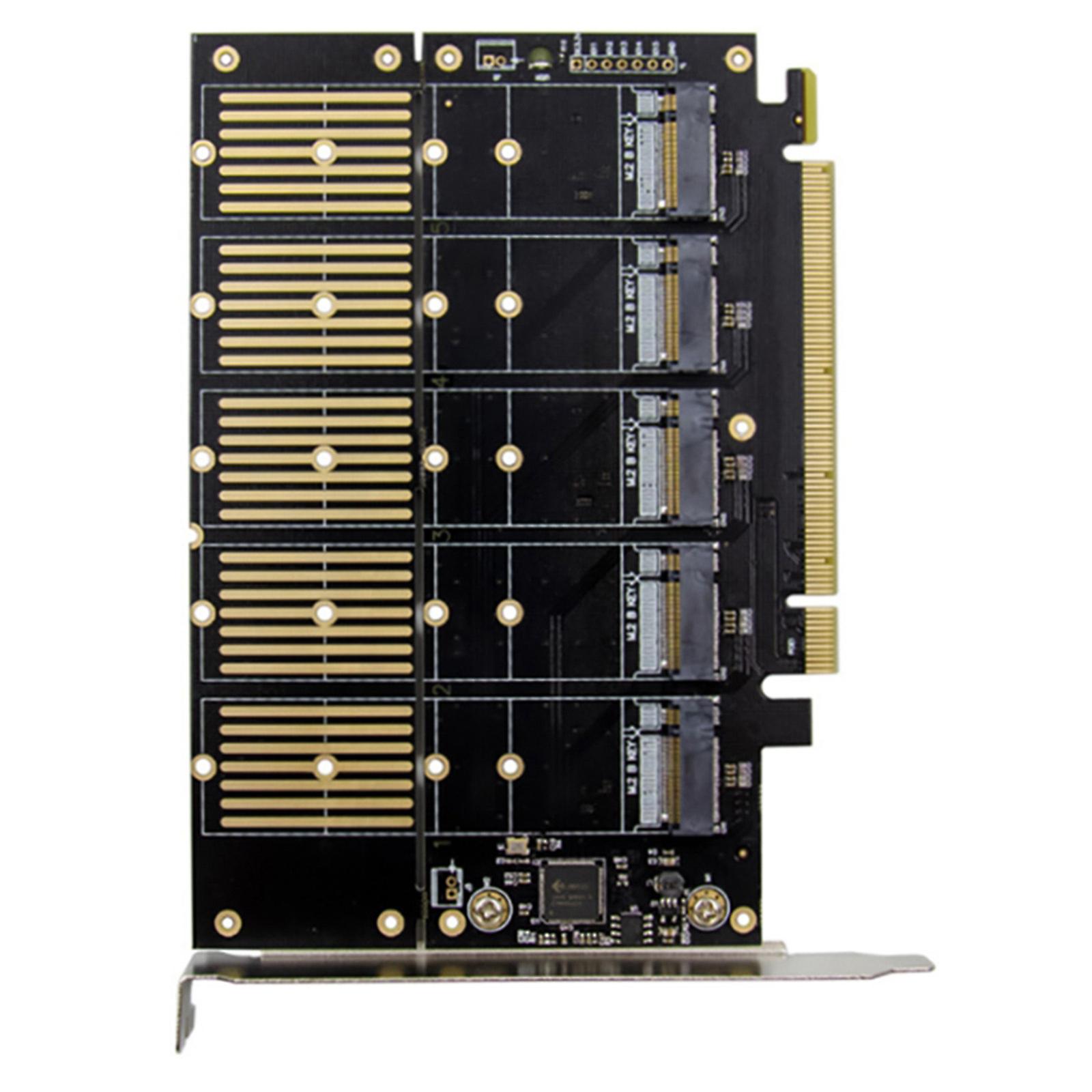 High Speed PCI E 3.0 X16 JMB585 Expansion Adapter Card 5 Ports 6Gbps ...