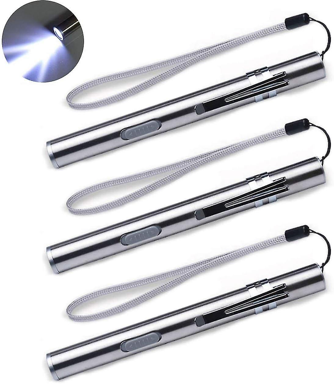 3 Pack Usb Pen Light Led Torch For Nurses,stainless Steel Medical ...