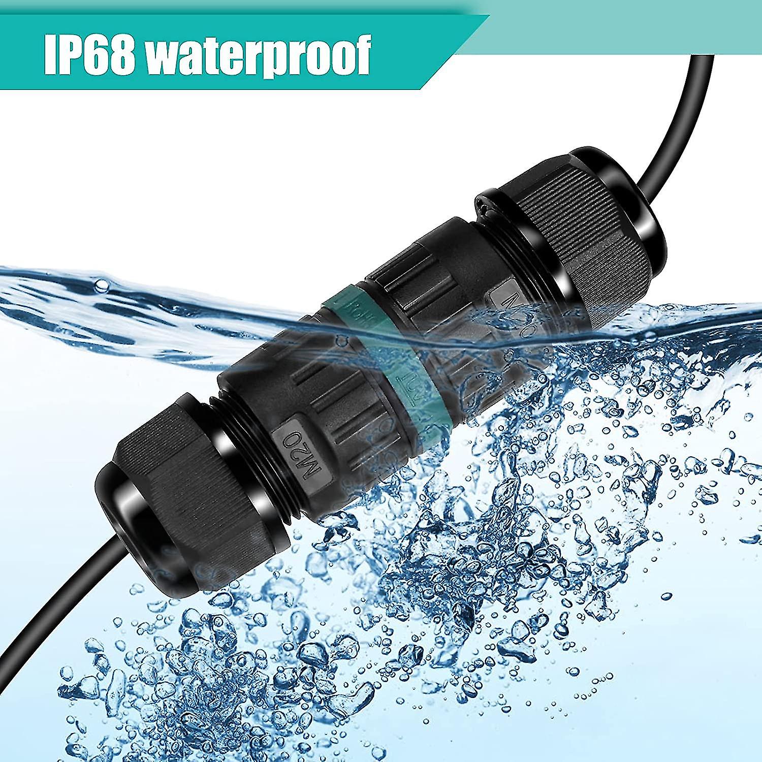 Set Of 4 Ip68 Waterproof Electrical Connector - 3-pin Waterproof ...