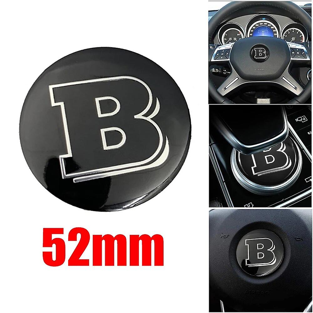 52mm Black Steering Wheel Center Emblem BRABUS B Logo Car Styling ...