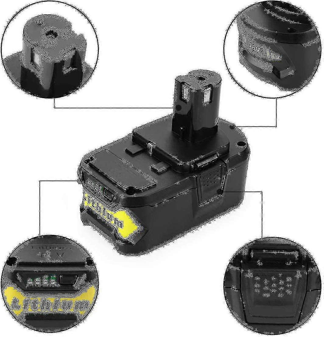 [2 Packs] 18v 5.0ah Li-ion Battery Replacement For Ryobi 18v One+ P108 ...