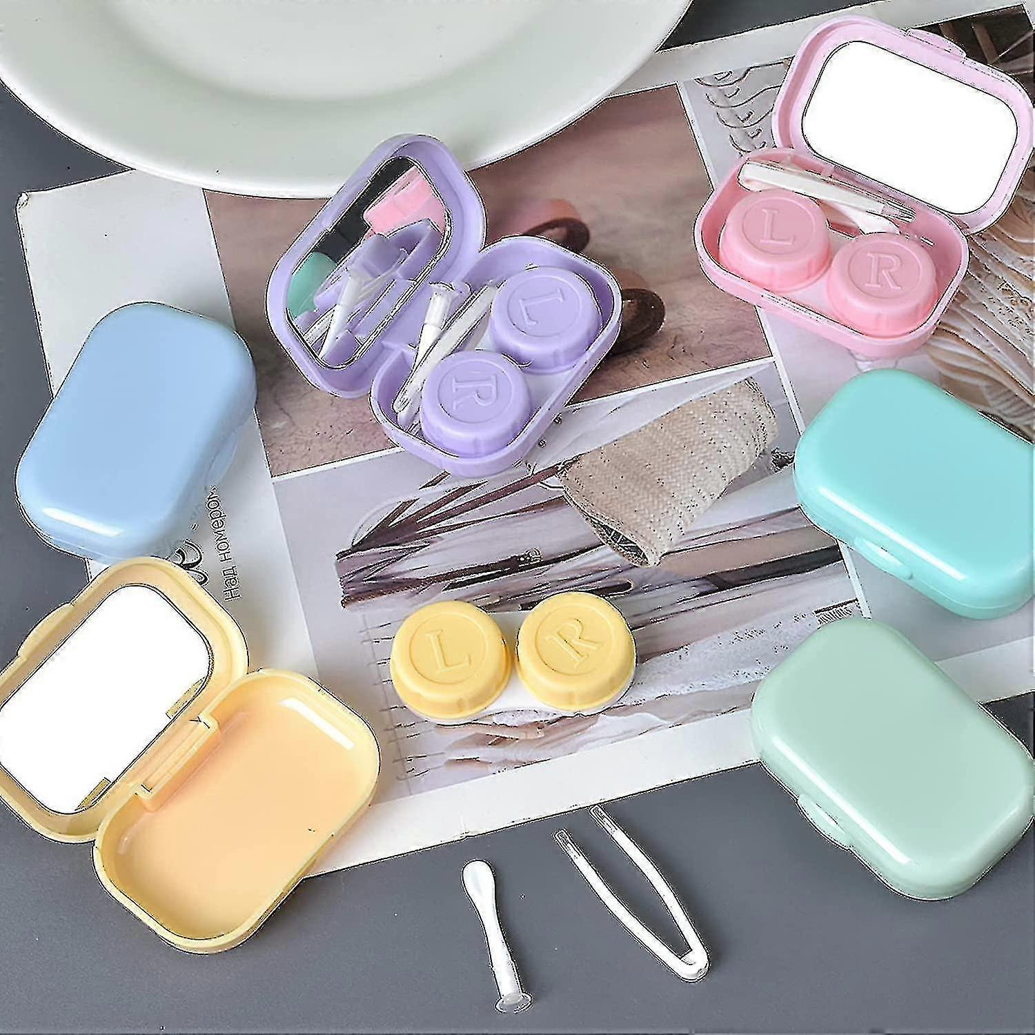 6pcs Contact Lens Case, Contact Lens Storage Box With Mirror, Color ...
