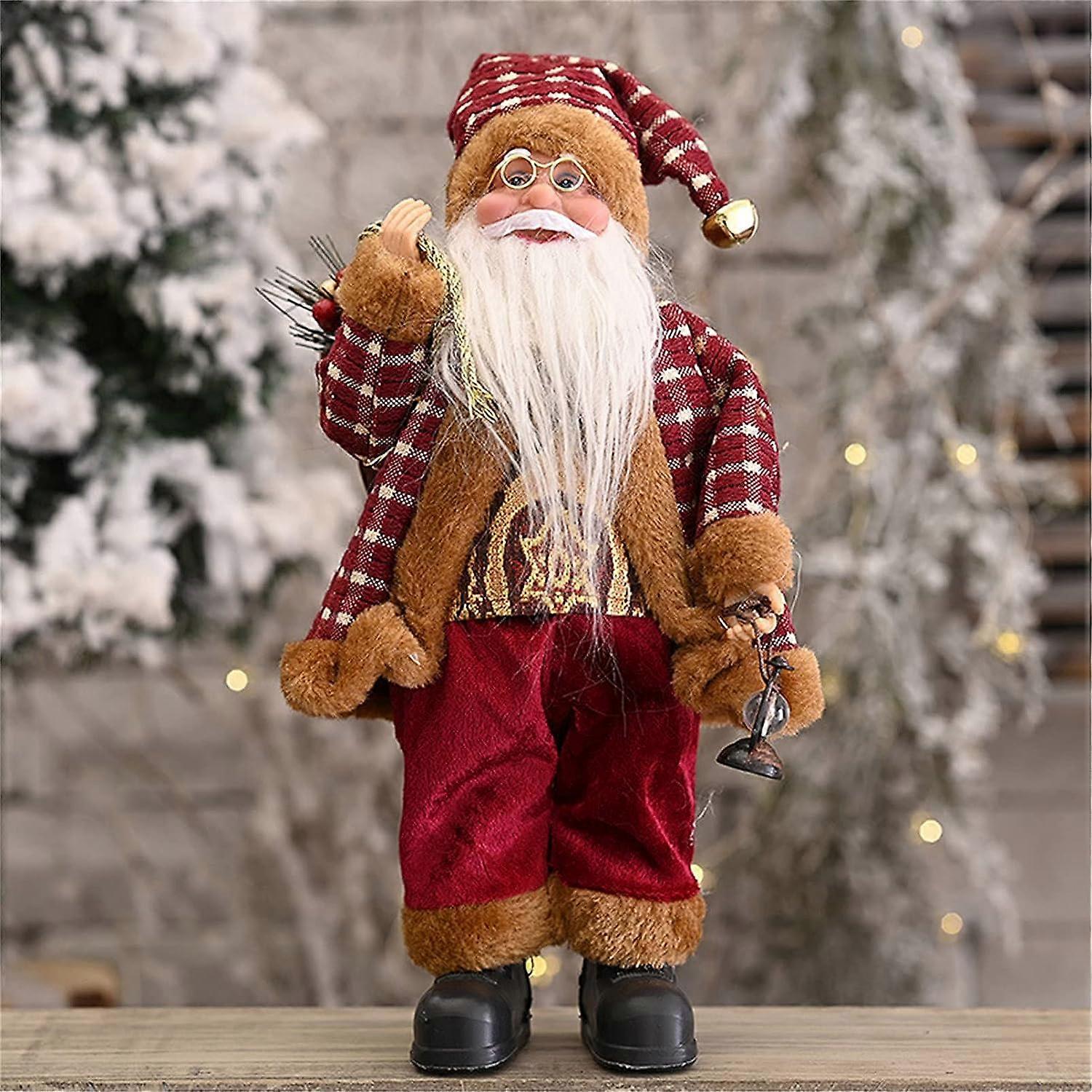 Christmas Santa Claus Plush Figure Standing Santa Claus Stuffed Dolls ...