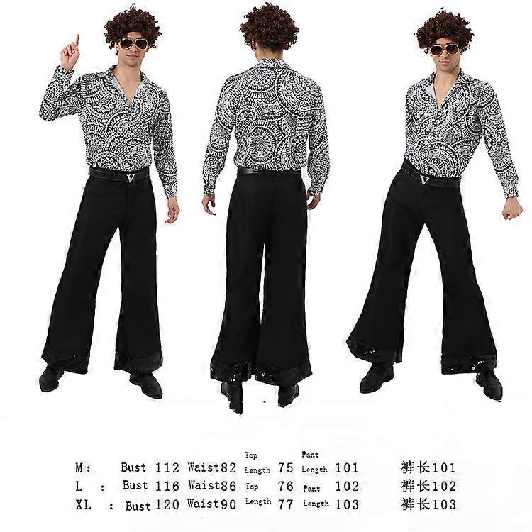 70s 80s Disco Cosplay Hip-hop Star Lead Stage Dance Dress Uniform Men ...