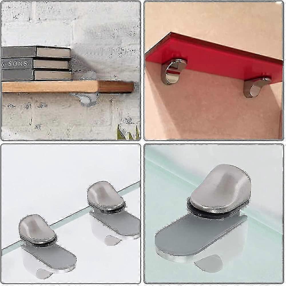 Adjustable Glass Shelf Bracket, 4 Pcs Glass Shelf Bracket, Wall Mounted ...