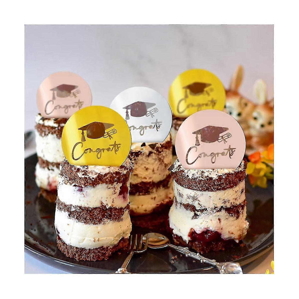 36pcs Graduation Cupcake Toppers Acrylic Cake Disc Cake Toppers Round ...