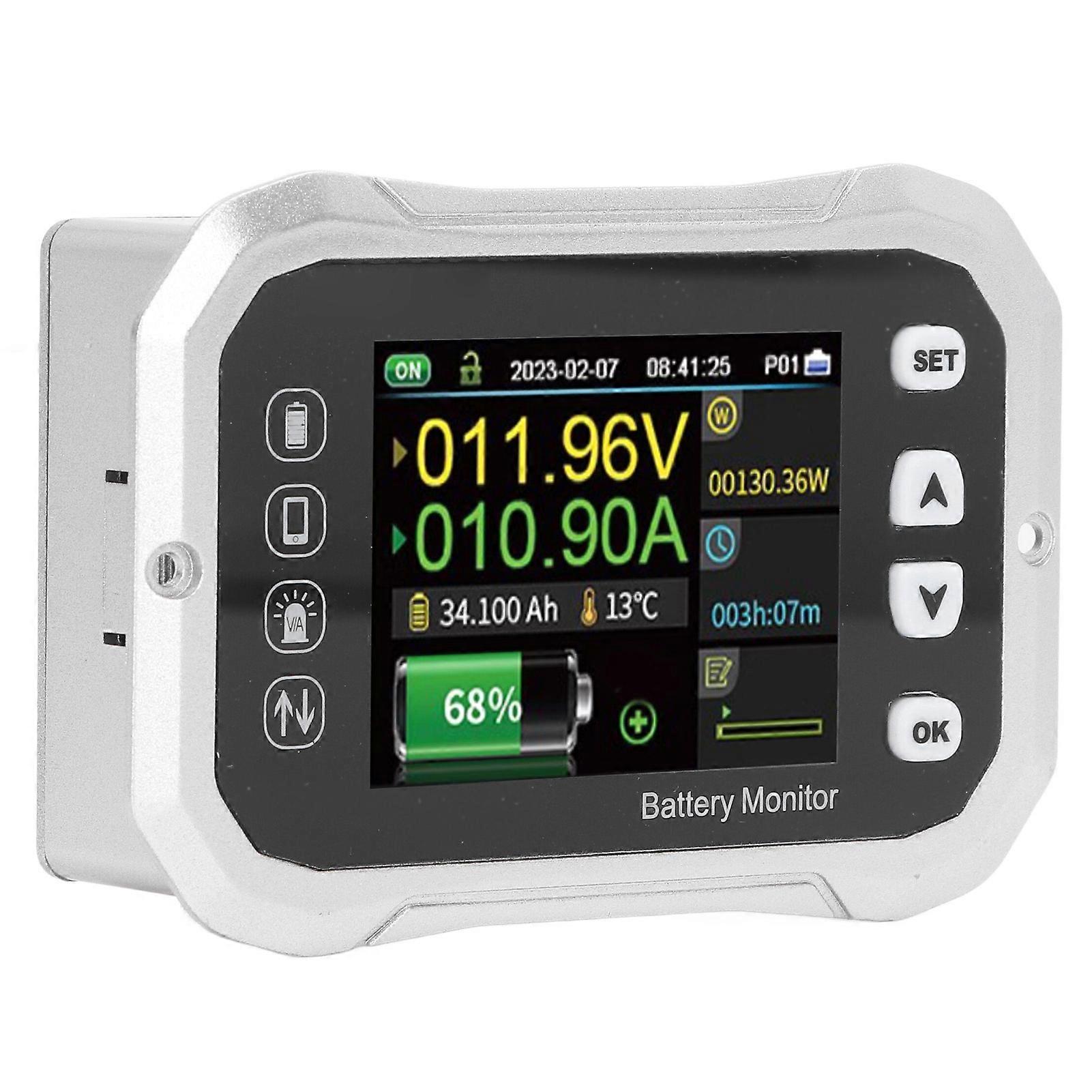 100A Smart Battery Monitor with Shunt Color Screen RV Coulombmeter ...