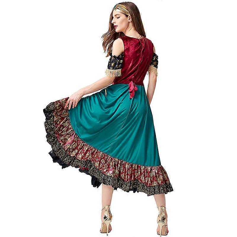 Women Starlight Gypsy Dress Carnival Flamenco Dancer Costume Women Stage Performance Party ...