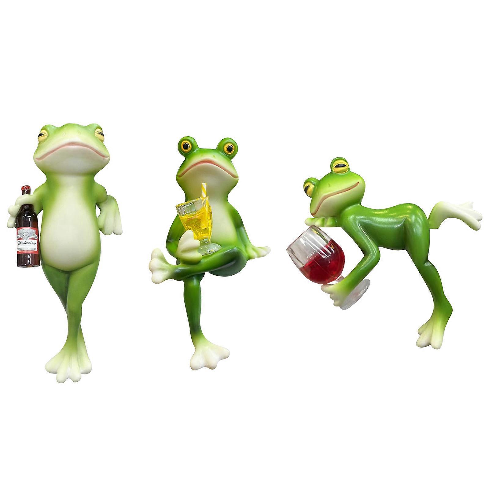 Funny Drinking Frog Statue Flower Pot Hugger, Resin Hanging Frog ...