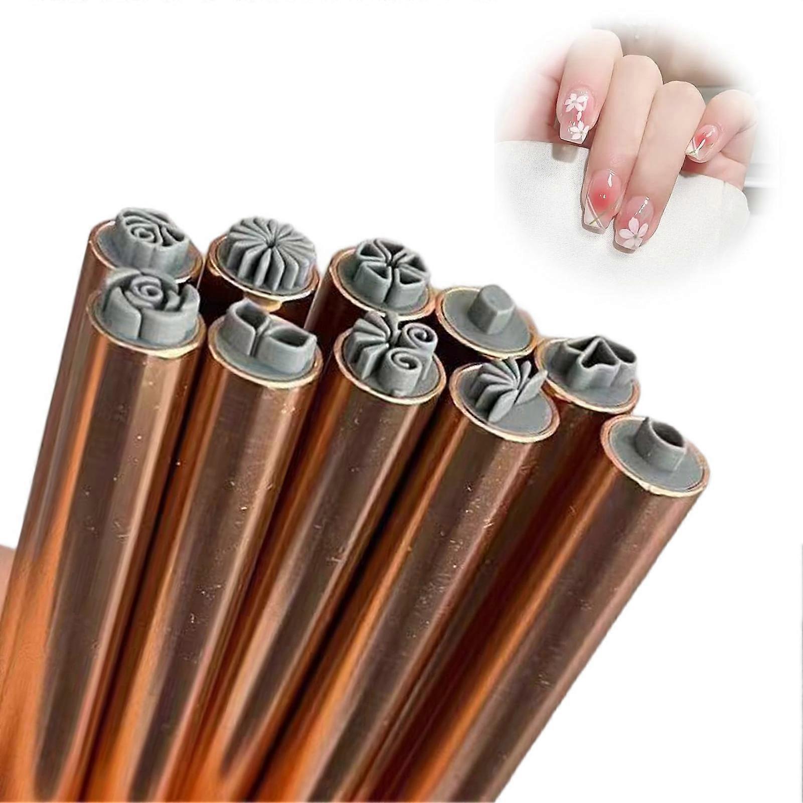 4/6/10Pcs Nail Art Stamp Pen Set Flower Nail Stamp Pen Nail Art Pen Kit ...