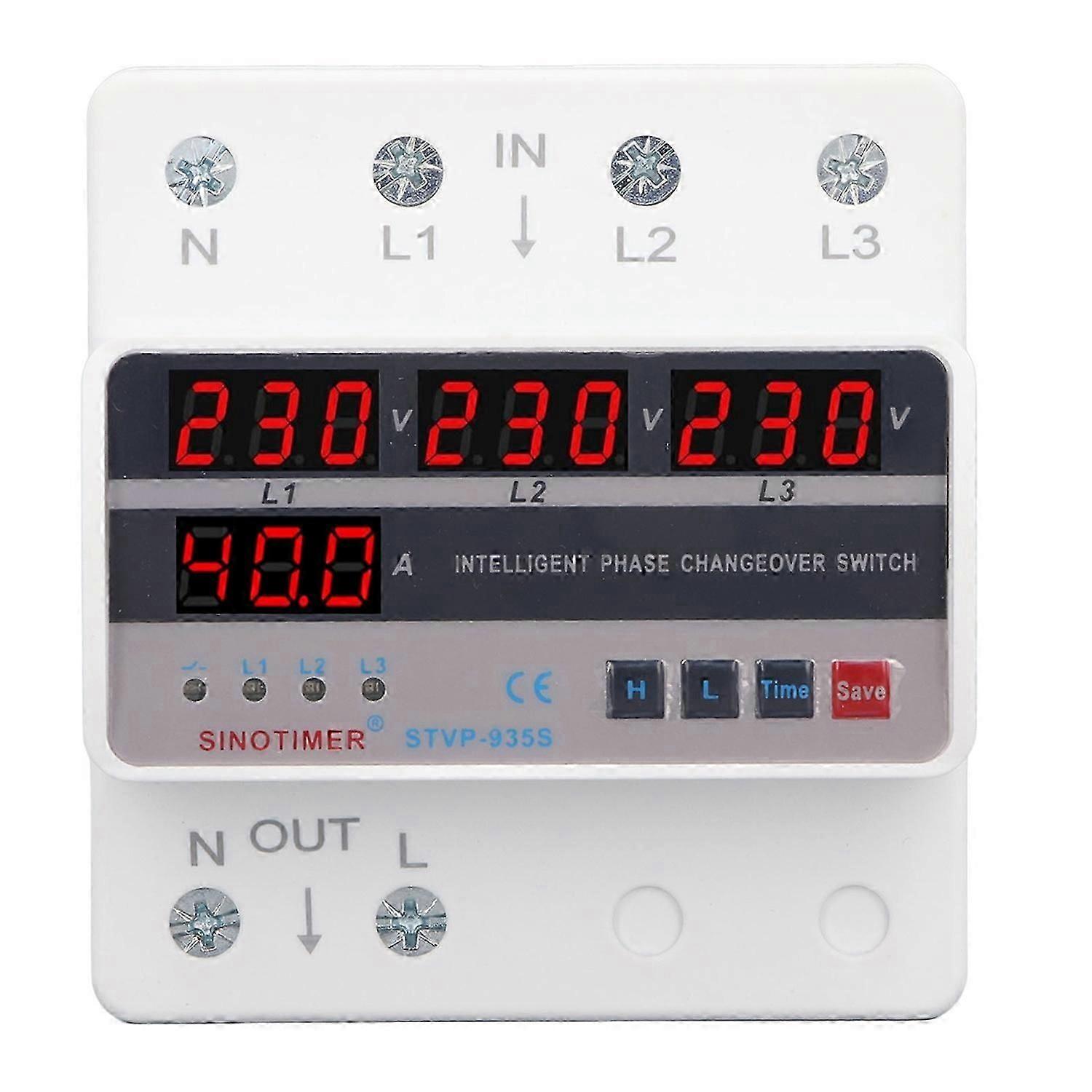 3 Phase Over Under Voltage Protector 4 LED Display 35mm DIN Rail ...