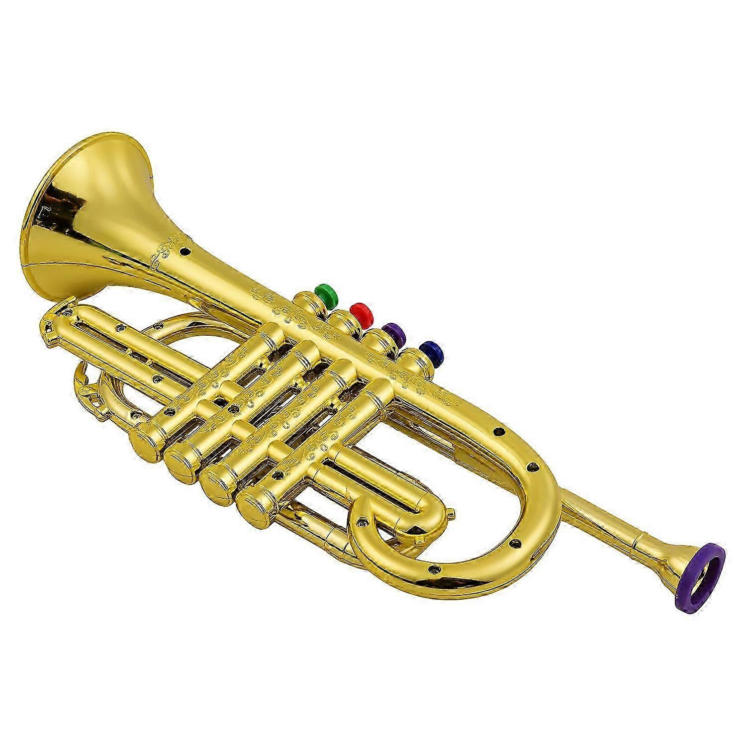 Trumpet Kids Musical Wind Instruments ABS Metallic Gold Trumpet with 4 ...