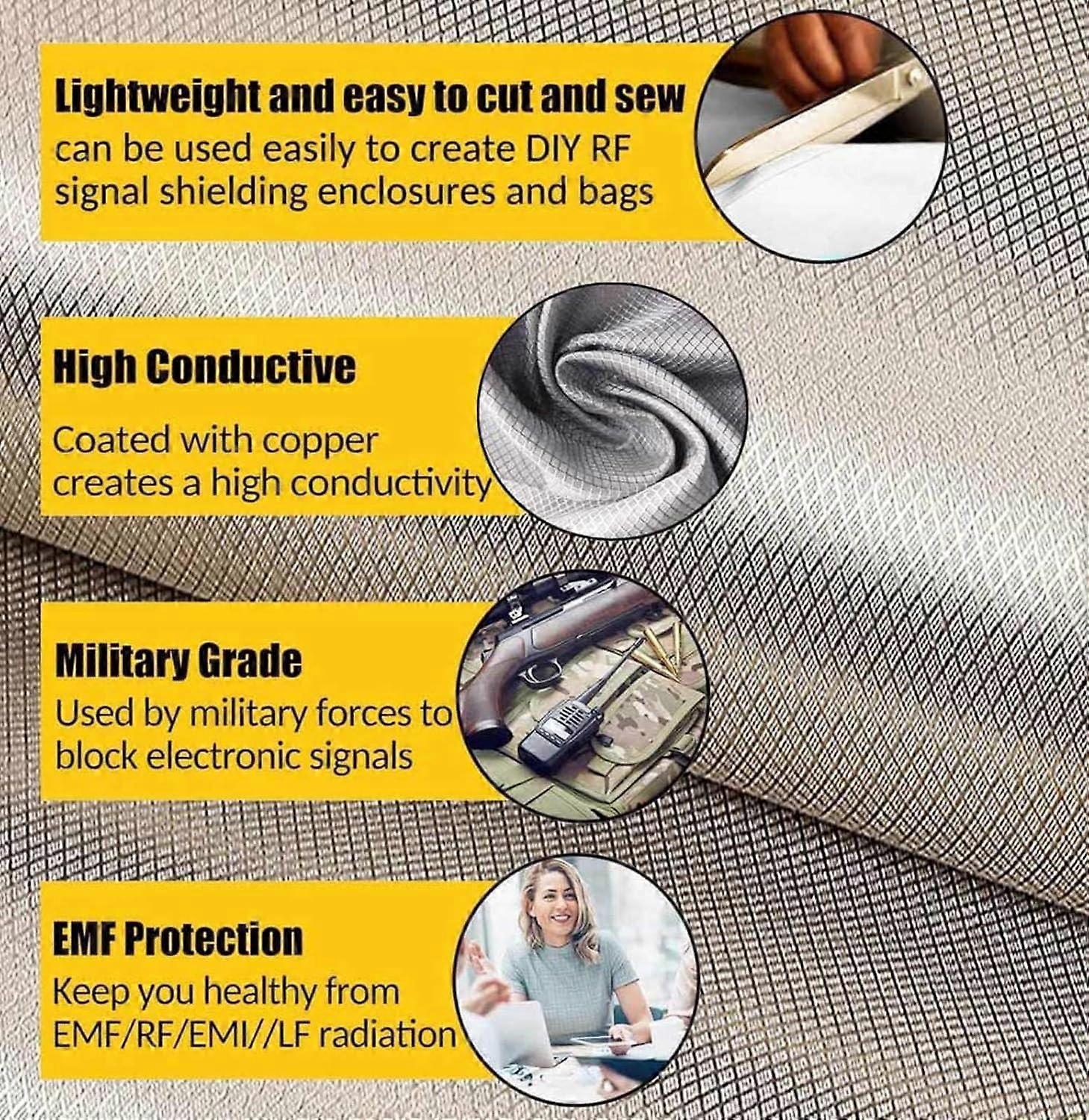 Faraday Fabric Military Grade EMF Fabric Conductive Shielding Cloth For ...