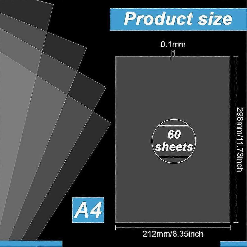 60 Sheets Inkjet Transparency Film A4 PET Transparency Paper Sheets ...