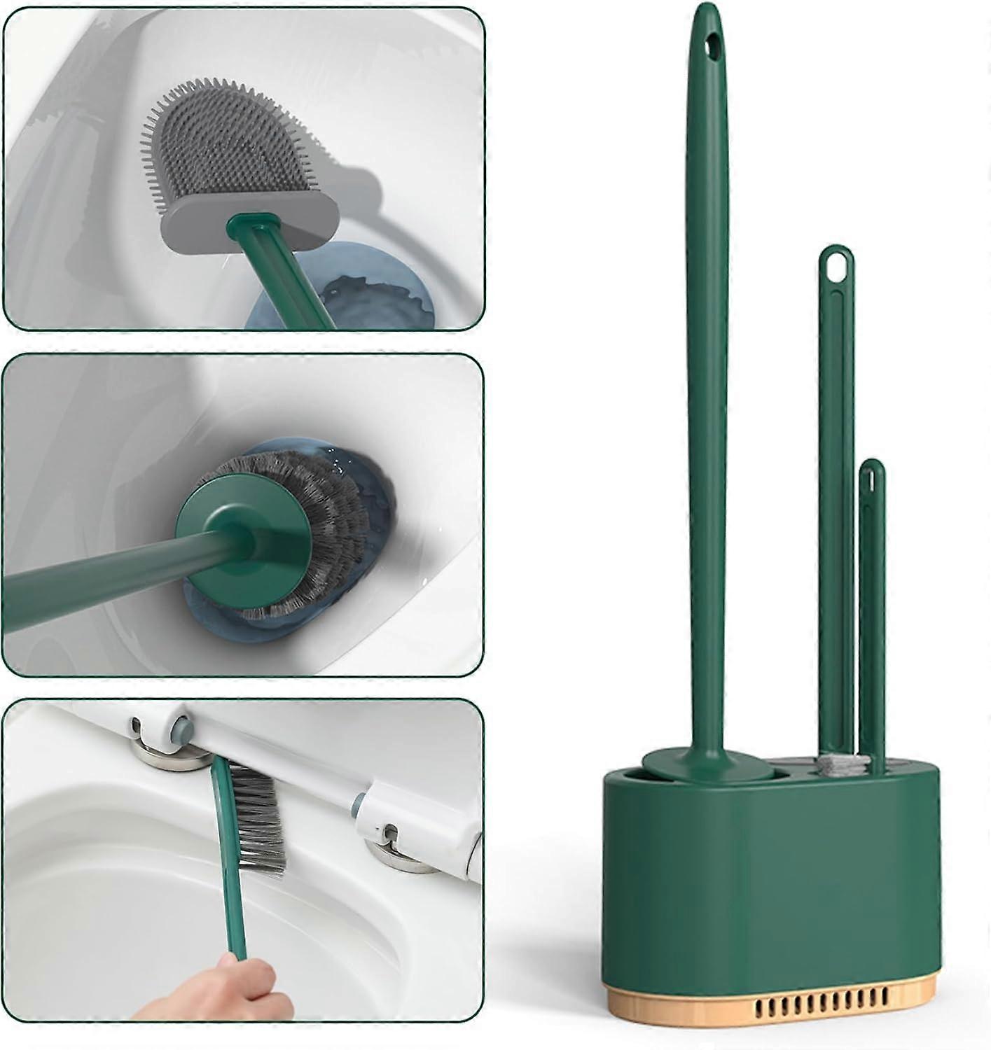 Toilet Bowl Brush 3 In 1 With Ventilated Holder And Plunger Punch No ...