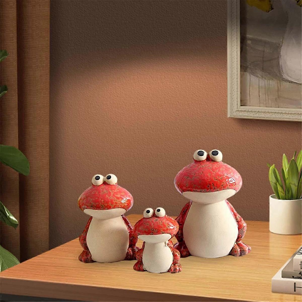 3 Pieces Frog Family Figurines Frog Statue Miniature Ceramic Frog ...