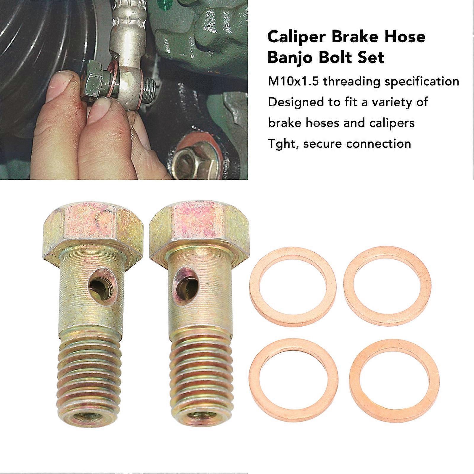 Pair of M10x1.5 Caliper Brake Hose Banjo Bolt Set Stainless Steel Brake ...