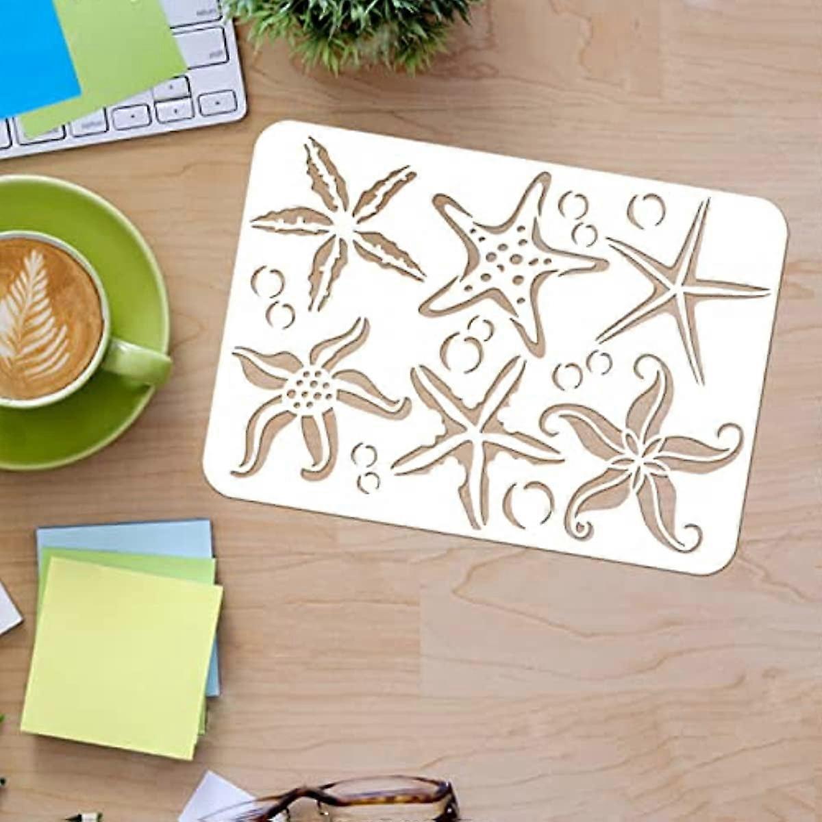 Starfish Stencil 11.7x8.3 inch 8 Starfish Drawing Template Reusable Starfish Stencils Sea Ocean ...