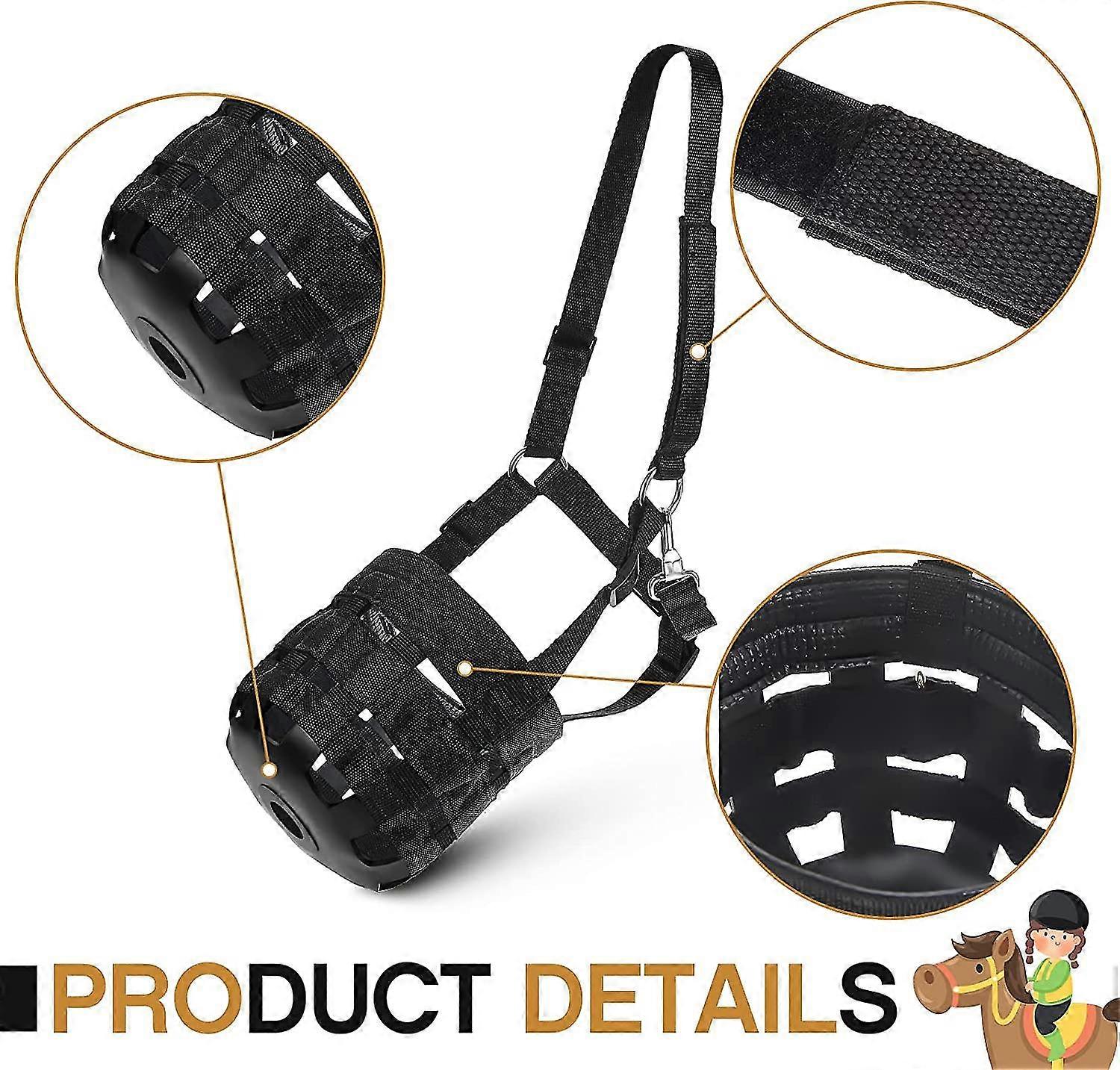 Fabbay 2 Pack Comfort Lined Grazing Muzzle Horse Grazing Muzzle With ...