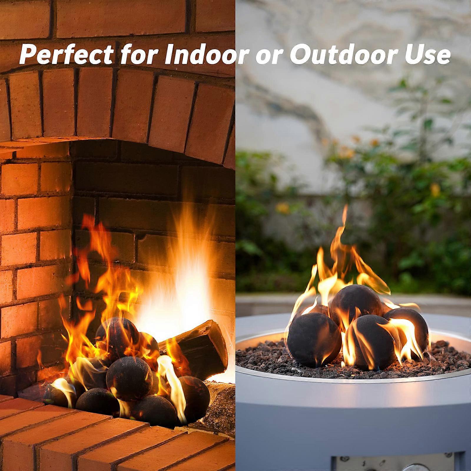 Set Of 6 Ceramic Fireballs, Set Of 6 Round Stones For Campfires Or ...