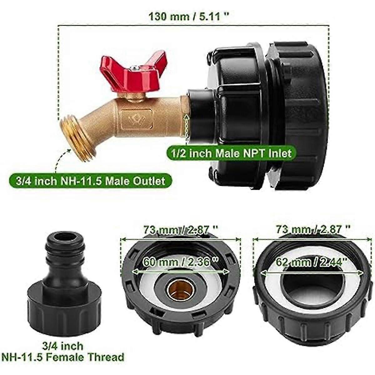 Ibc Tote Bag Adapter, 2.44 Inch Fine Thread Adapter, Fits 275-330 ...