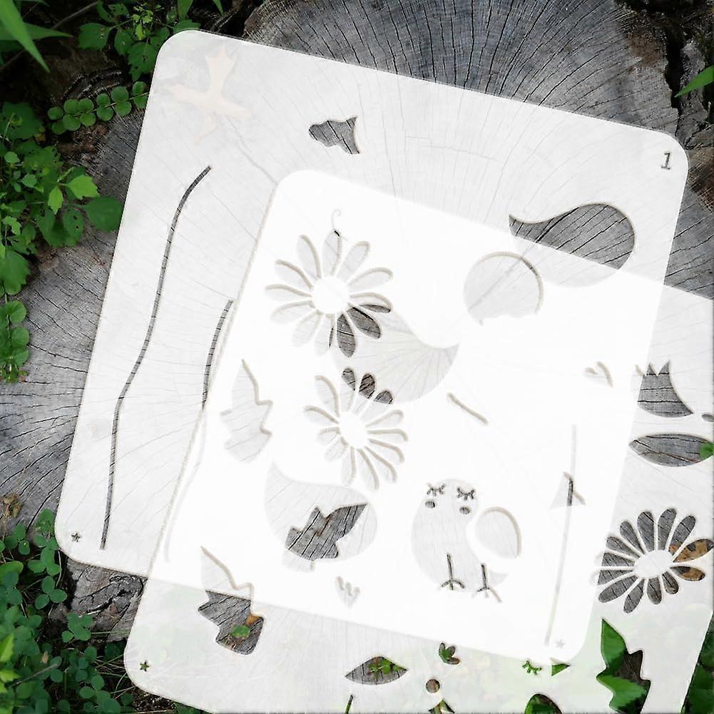 3PCS Layered Cute Bird Painting Stencil 11.8x11.8 inch Large Daisy Bird ...