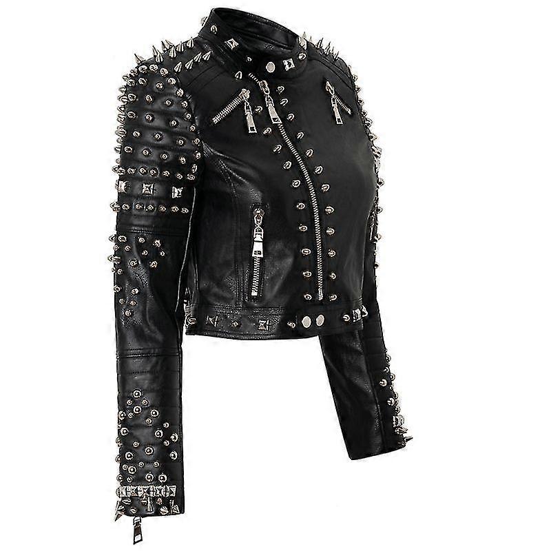 Street Fashion Spring Punk Style Rock Jacket Female Printing Rivet ...
