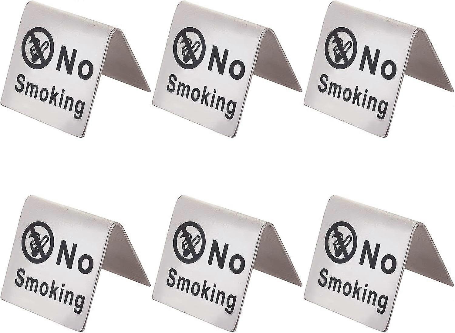 6 Pcs Stainless Steel No Smoking Table Sign Double Side Stainless Steel ...
