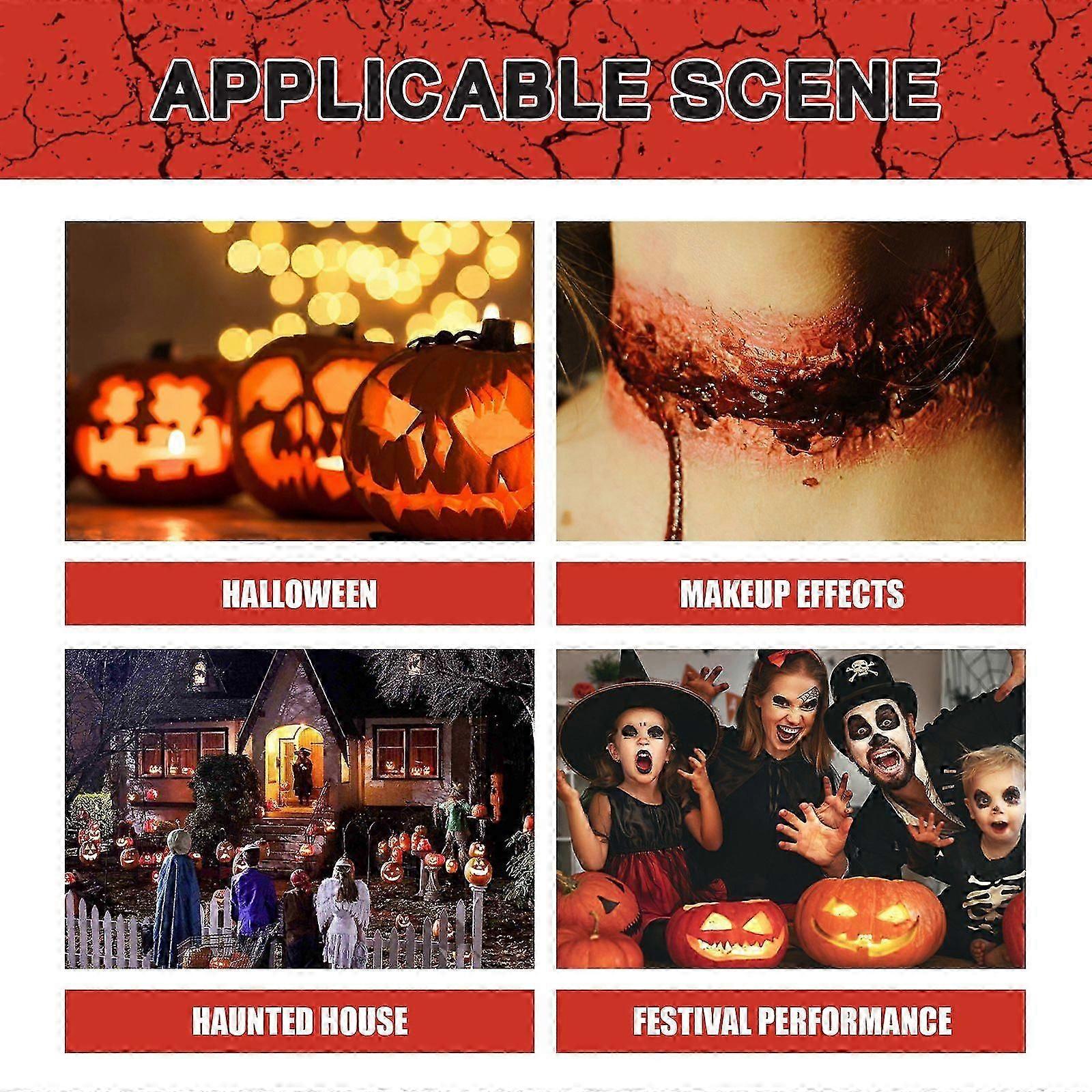 Halloween Fake Blood Makeup Set, Scary Atmosphere Realistic Skin Wax ...