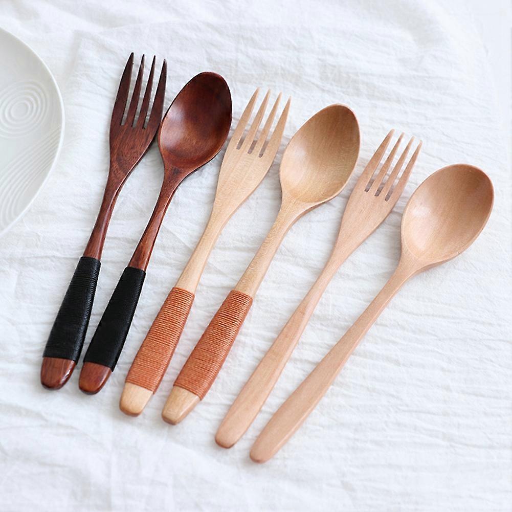 Wooden Wavy Handle Tangled Wire Spoon Fork Wooden Spoon Wooden Fork ...