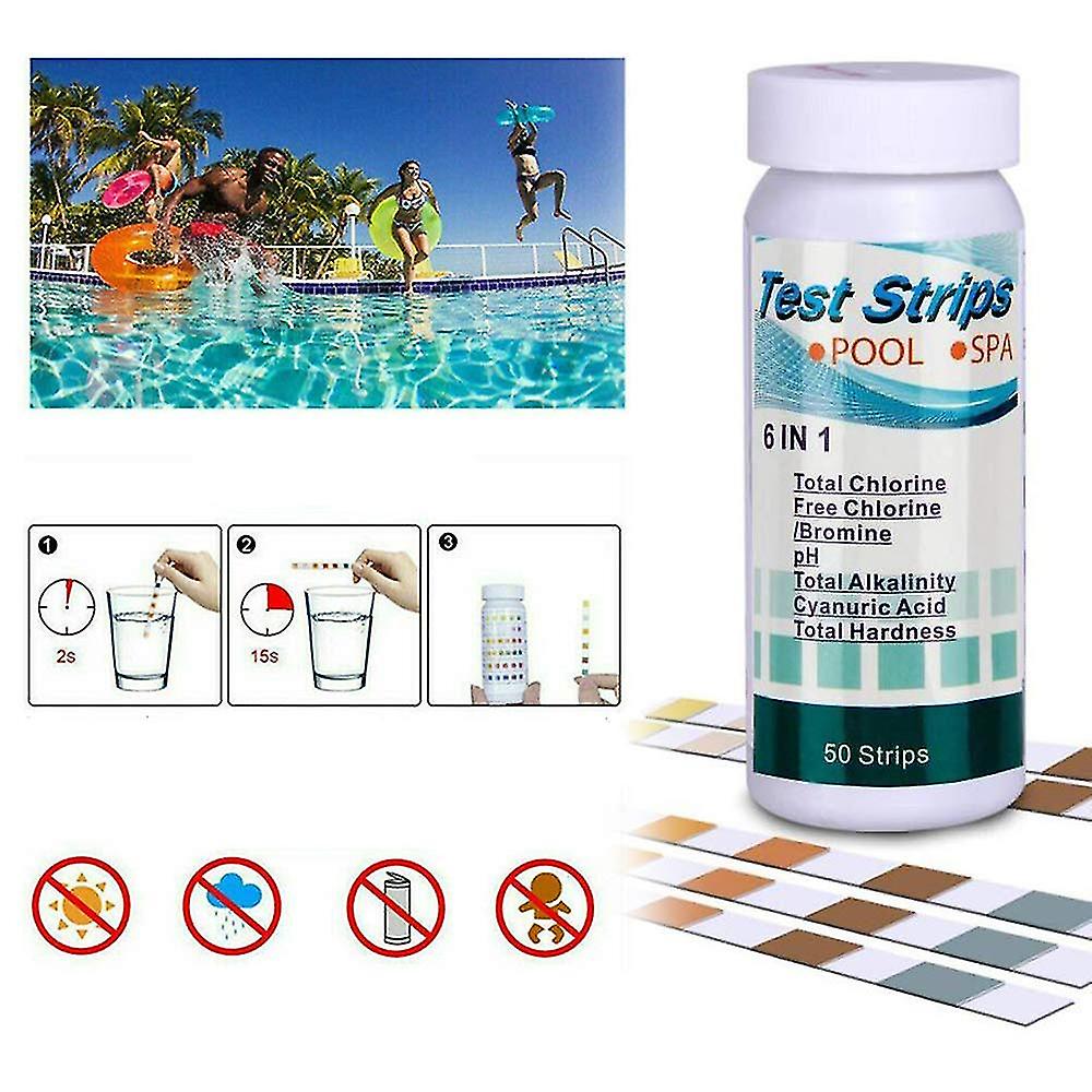 100 Strips Hot Tub 6-in-1 Pool Test Strips Suitable For Pool/hot Tub ...