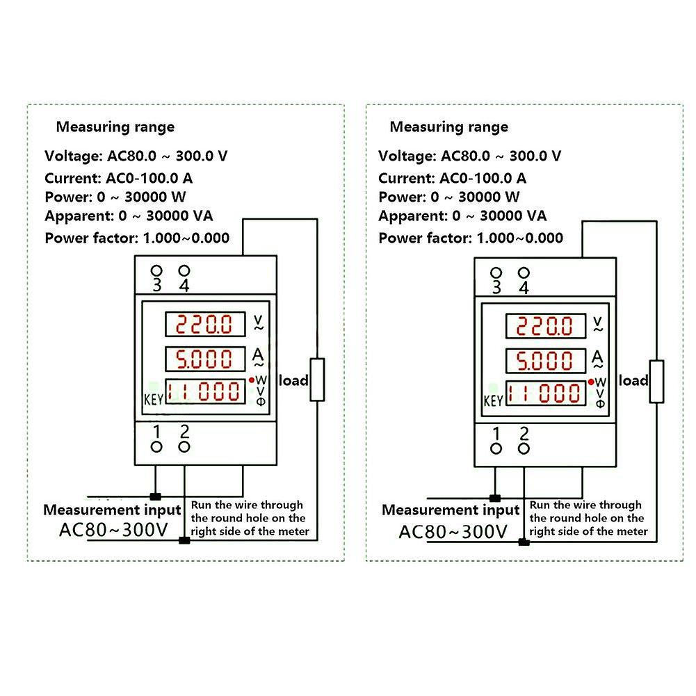 Health Gear Power Meter Voltmeter Ammeter, Multi-functional Digital Din Rail Power Factor ...