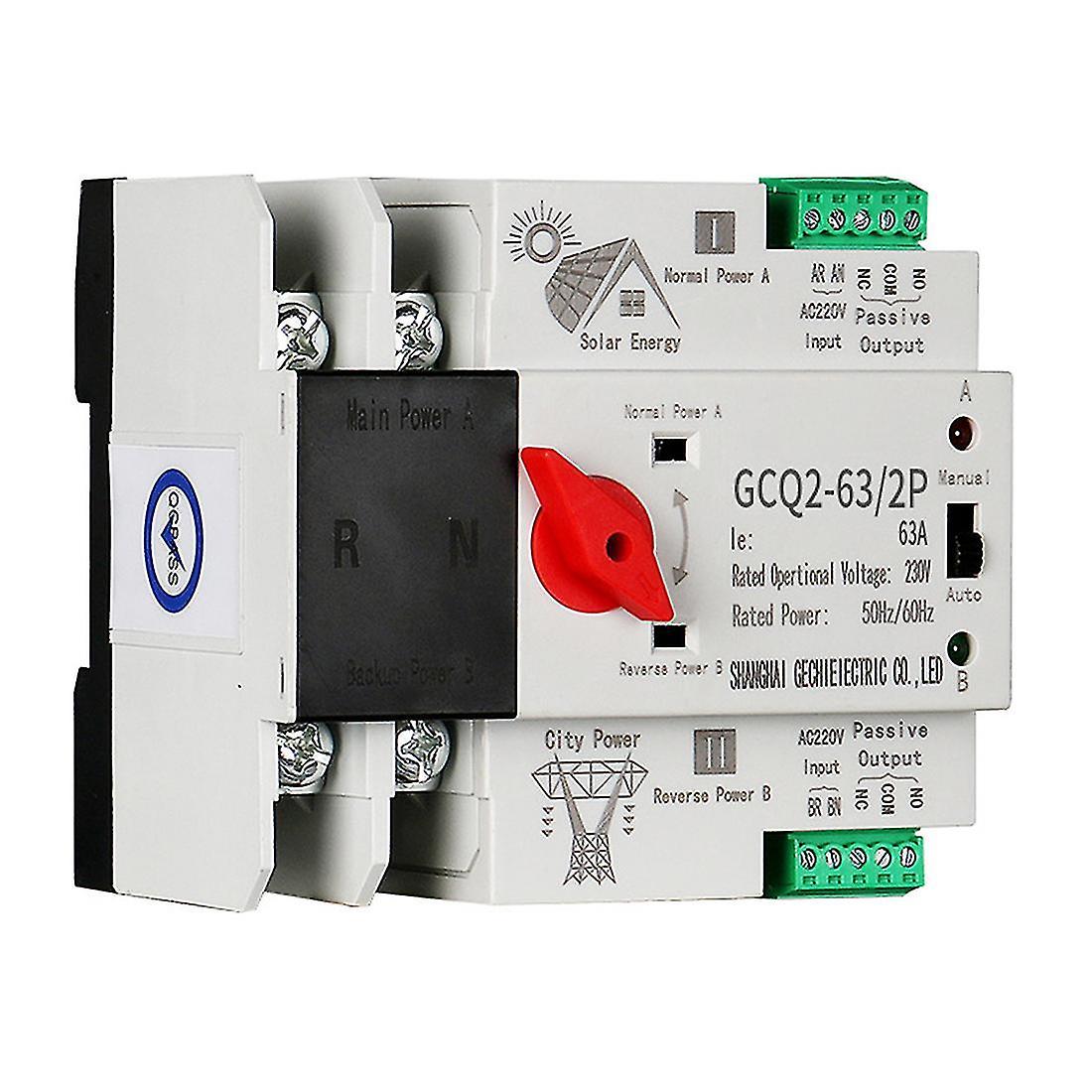Photovoltaic Solar Ats Automatic Transfer S Din Rail 2p 63a Ac Ats Pv ...