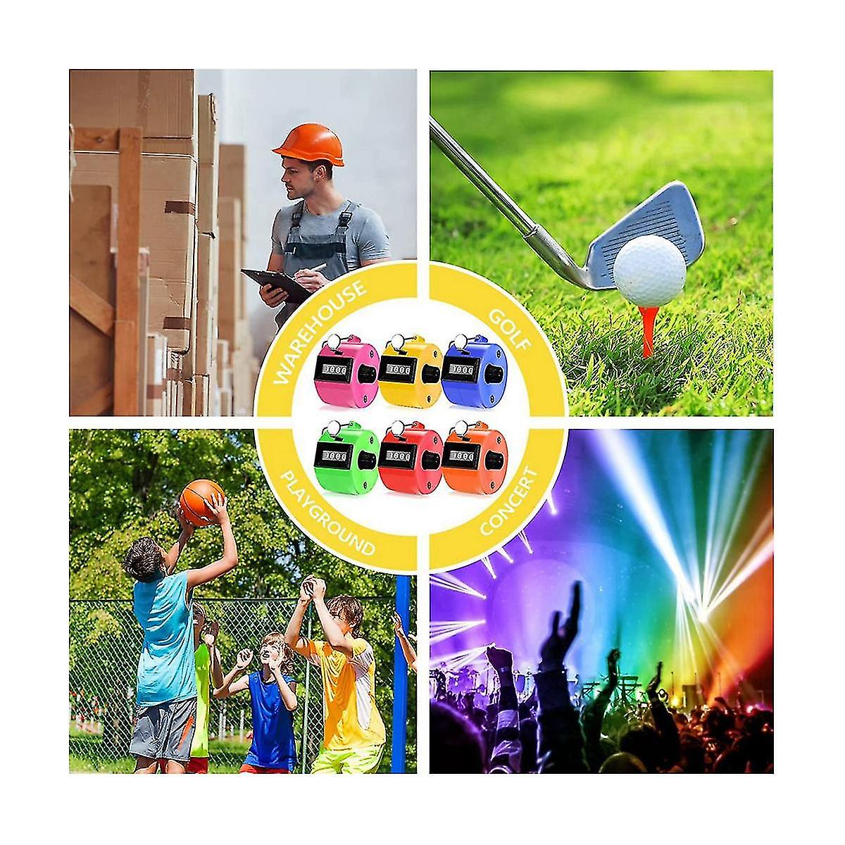 6 Pcs Hand Counter 4 Digit Mechanical Palm Click Counter Assorted Color ...